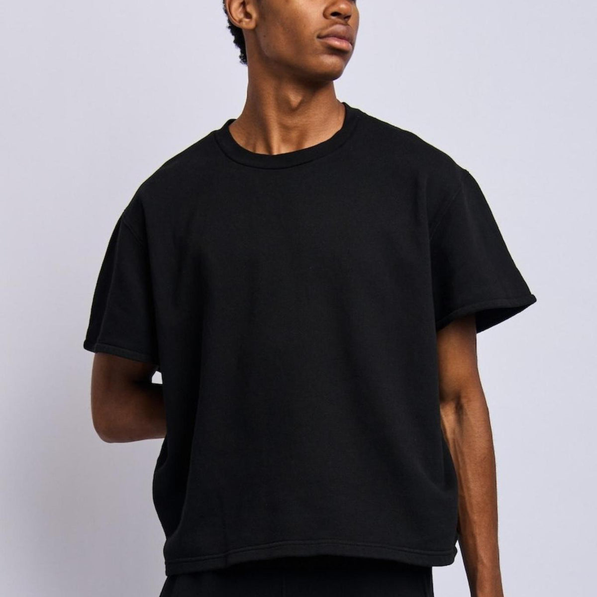 Men’s Organic Cotton Cloudfleece Oversized Fleece Tee, Relaxed, Black ...