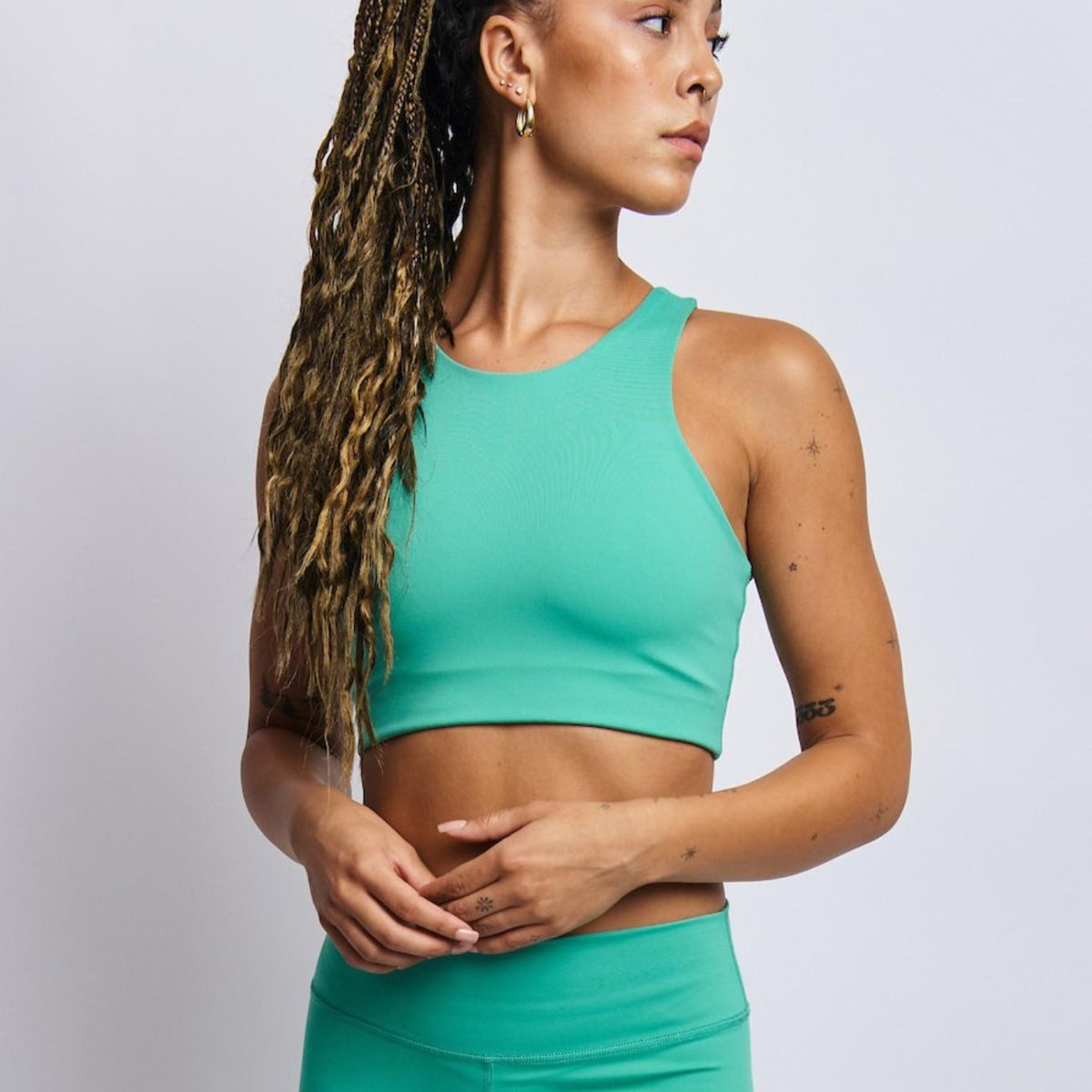 Women's Green High Neck Bra – Recycled Ocean Plastic Activewear – URTHWEAR